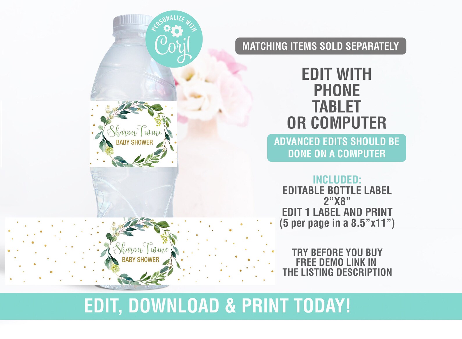 Greenery Thank You Favour Tag Template, Favor Tag Printable, Green ...