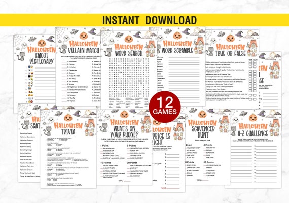 Halloween Game Bundle, Halloween Game Printable, Halloween Party Games ...