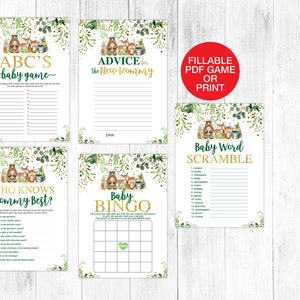 Woodland Baby Shower Game Bundle Virtual Baby Shower Game - Etsy