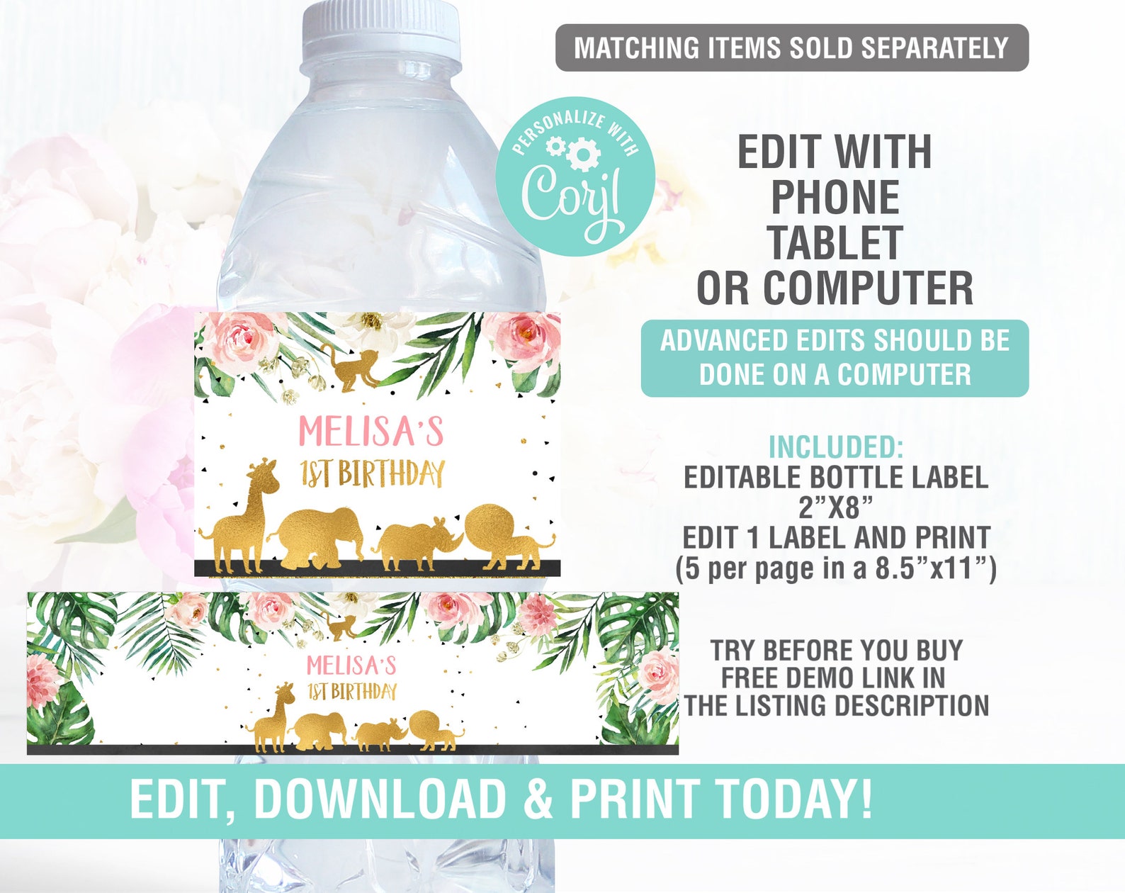 Safari Favor Tags EDITABLE Safari Thank You Tags Jungle | Etsy