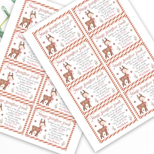 Magic Reindeer Food Label Tag Printable, Christmas Gift Tag, Reindeer ...