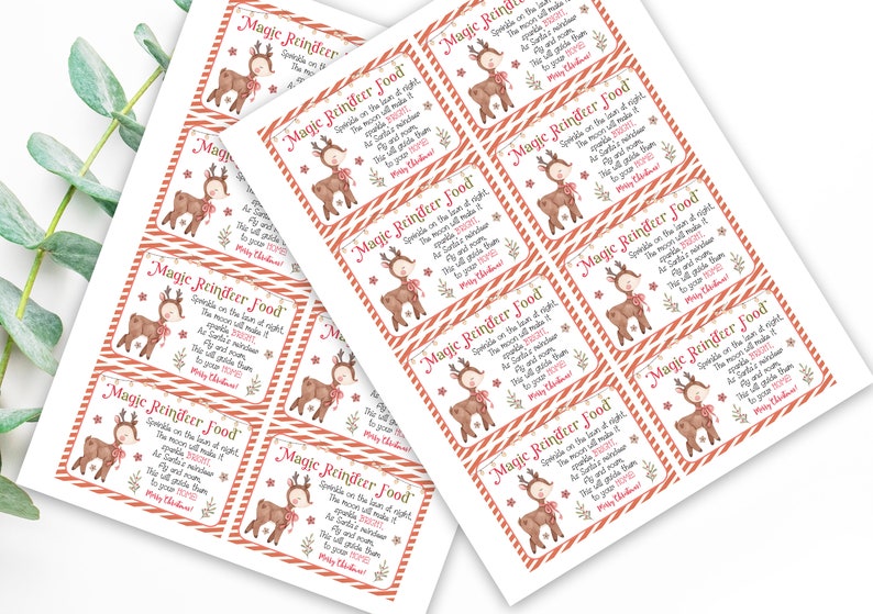 Magic Reindeer Food Label Tag Printable Christmas Gift Tag - Etsy