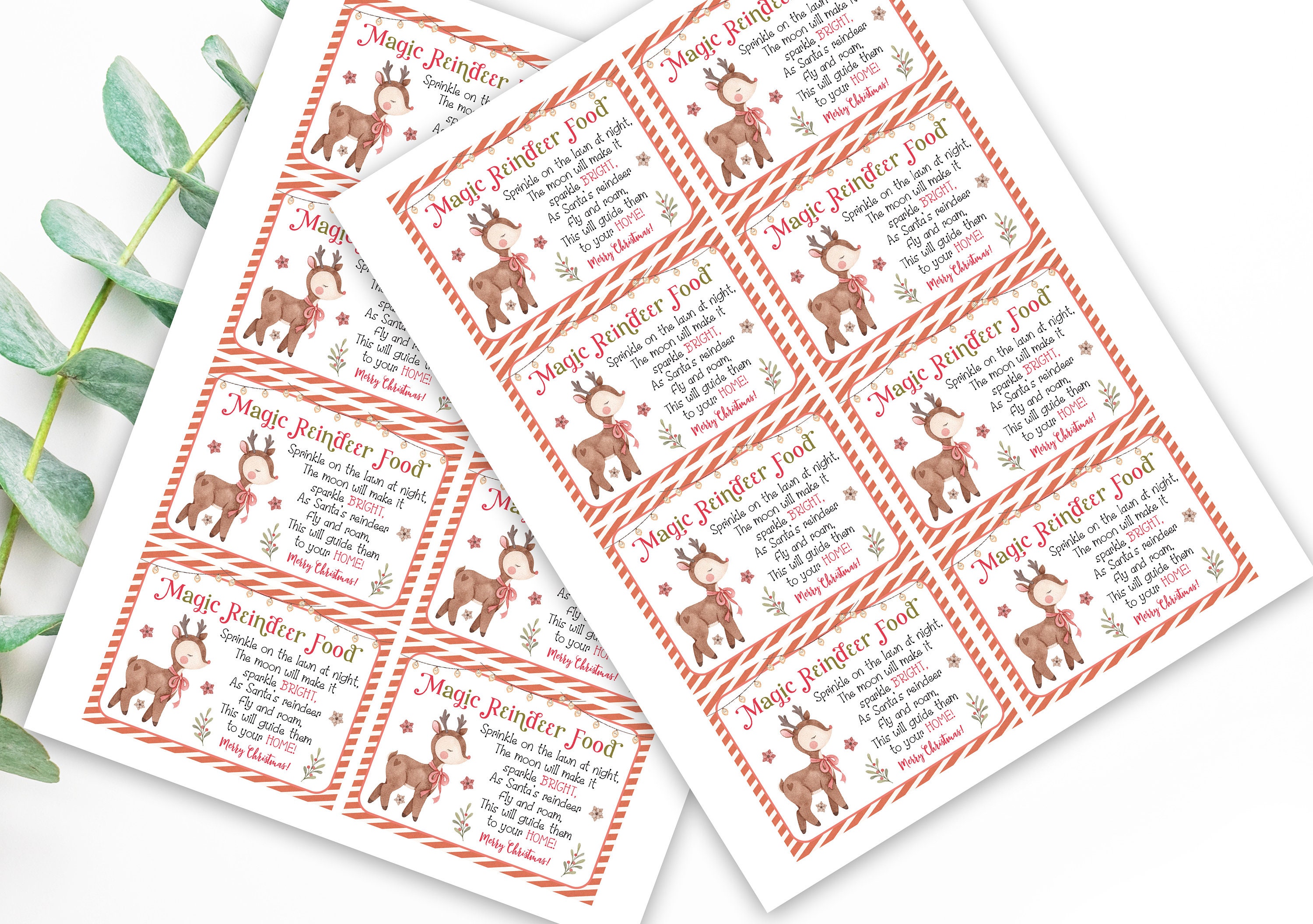 Magic Reindeer Food Label Tag Printable, Christmas Gift Tag, Reindeer ...
