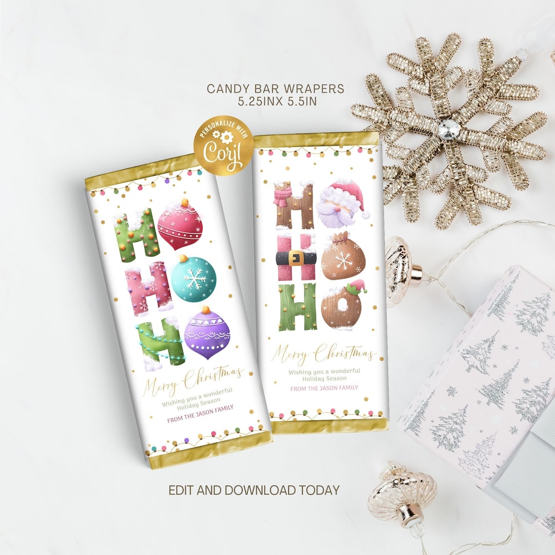 Christmas Candy Bar Wrapper Template, Editable Christmas Chocolate ...