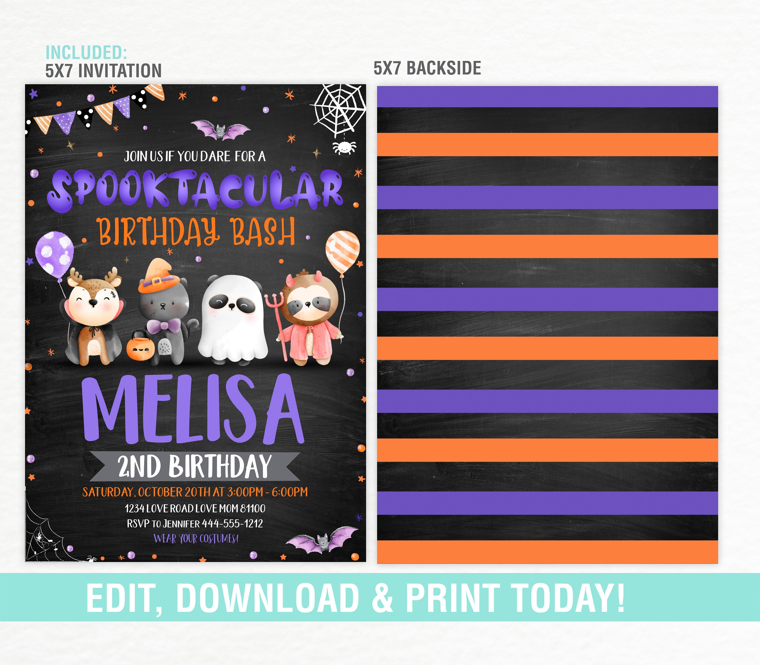 Editable Halloween Birthday Invitation, Spooktacular Spooky Birthday ...
