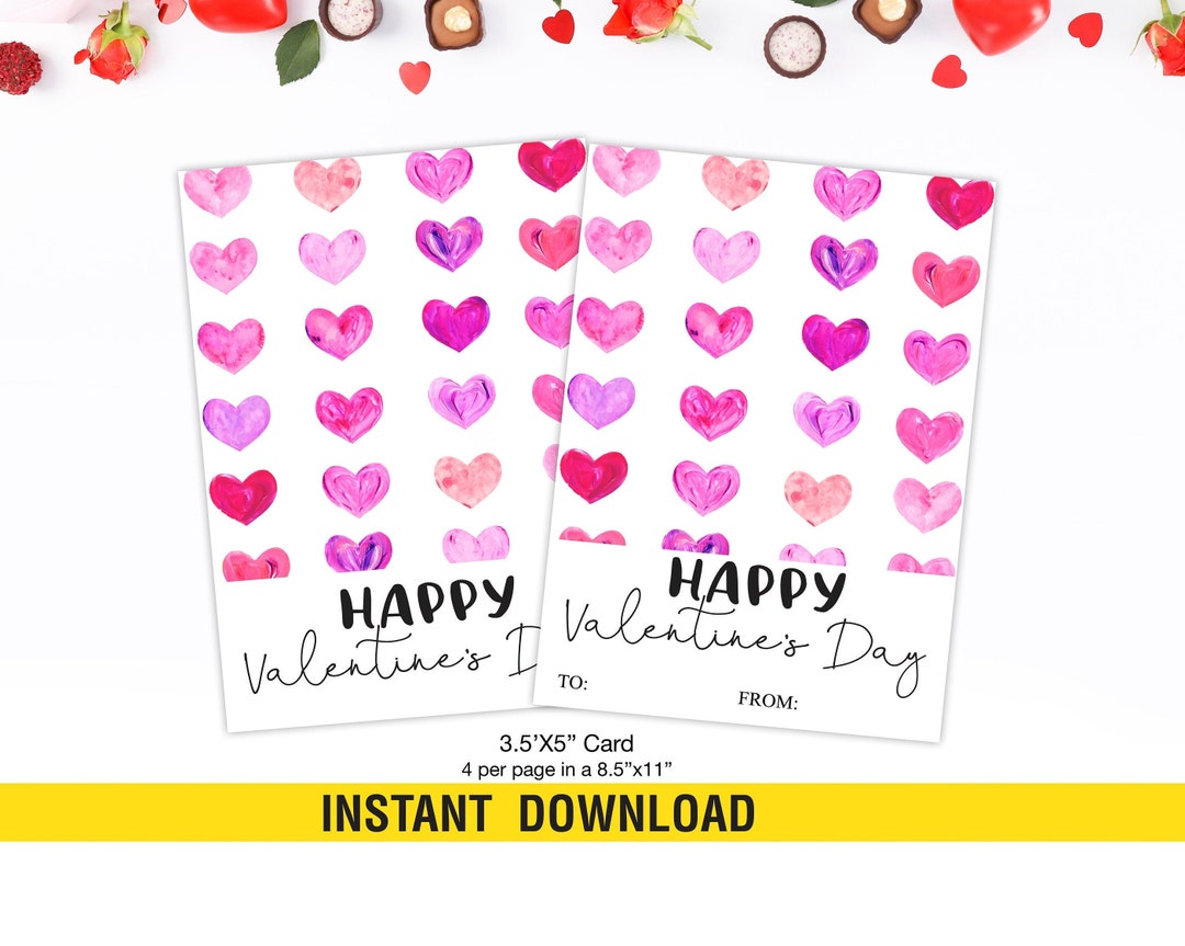 Valentine Cookie Card Printable 3.5x5 Printable Cookie Card, Instant ...
