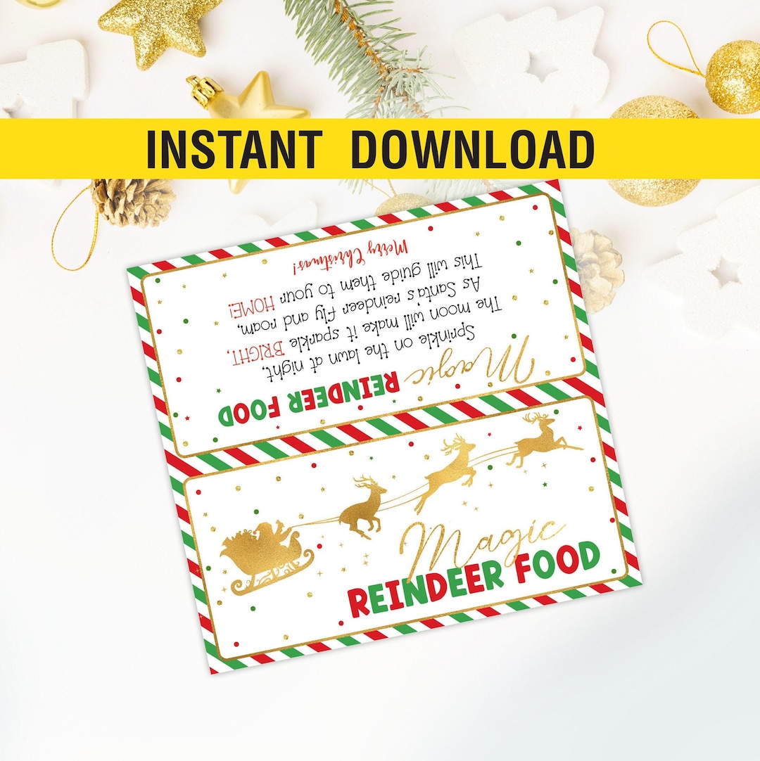 Magic Reindeer Food Treat Topper Printable, Christmas Topper Tag ...