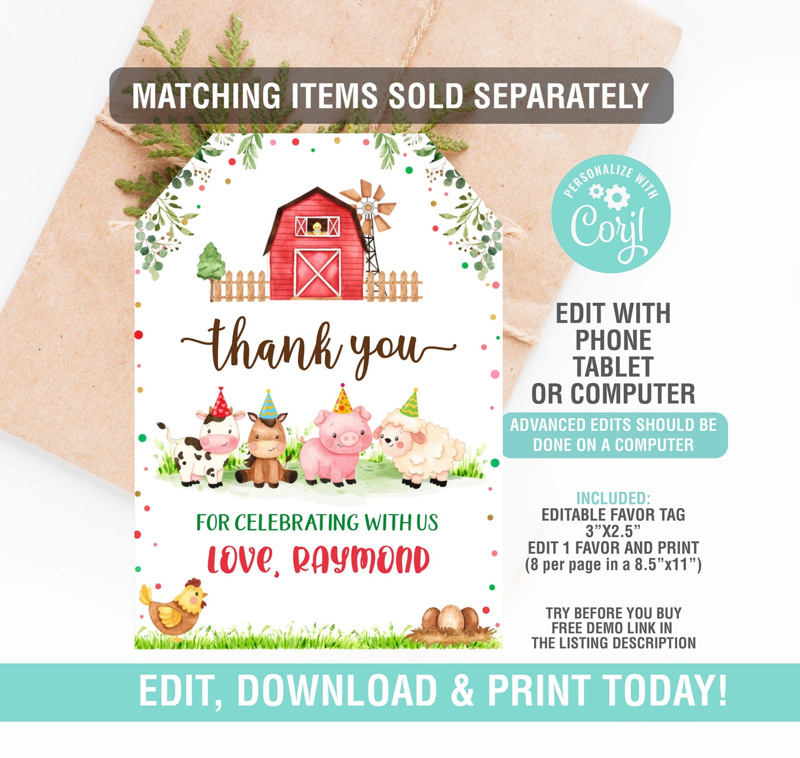 Farm Buffet Label EDITABLE Farm Tropical Food Tent Cards - Etsy