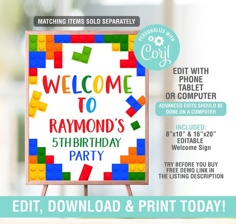 Building Blocks Party Tags EDITABLE Building Blocks Party - Etsy