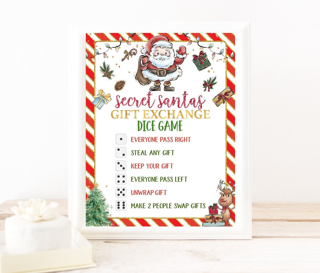 Christmas Dice Game Printable, Secret Santa Gift Exchange Christmas ...