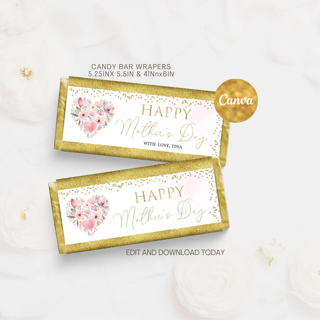 Mothers Day Candy Bar Wrapper Editable, Printable Mothers Day Favors ...