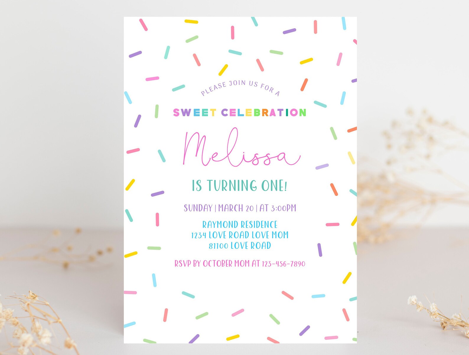 Sprinkle Birthday Invitation, Editable Sweets Sprinkles Birthday Party ...