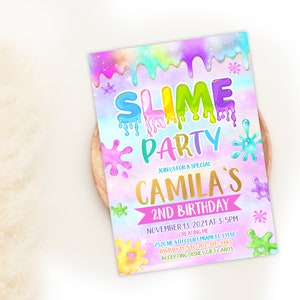 Editable Slime Birthday Party Invitation, Slime Invitation, Slime Party ...