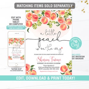 Peach Diaper Raffle Sign, Sweet Little Peach is on the Way, Diaper ...