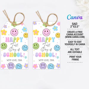 Back to School Tags Printable, First Day of School Tag, Groovy School ...