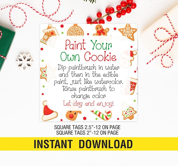 Paint Your Own Cookie Christmas Tag, Cookie Topper, Merry Christmas ...