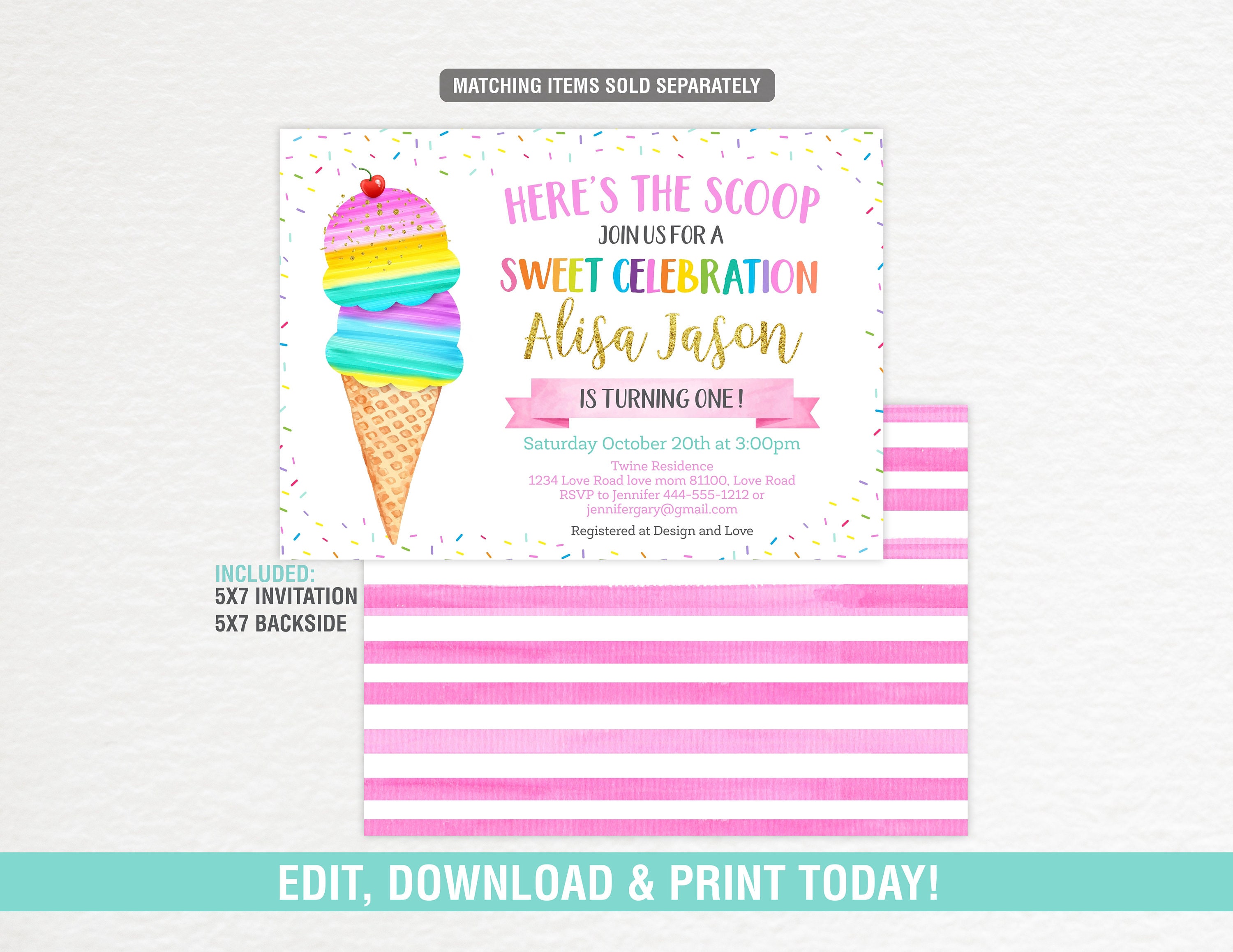 Ice Cream Welcome Sign EDITABLE Ice Cream Party Sign | Etsy