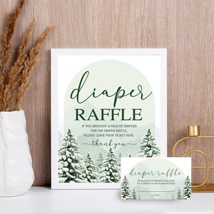 Winter Diaper Raffle Sign, Printable Winter Wonderland Baby Shower ...