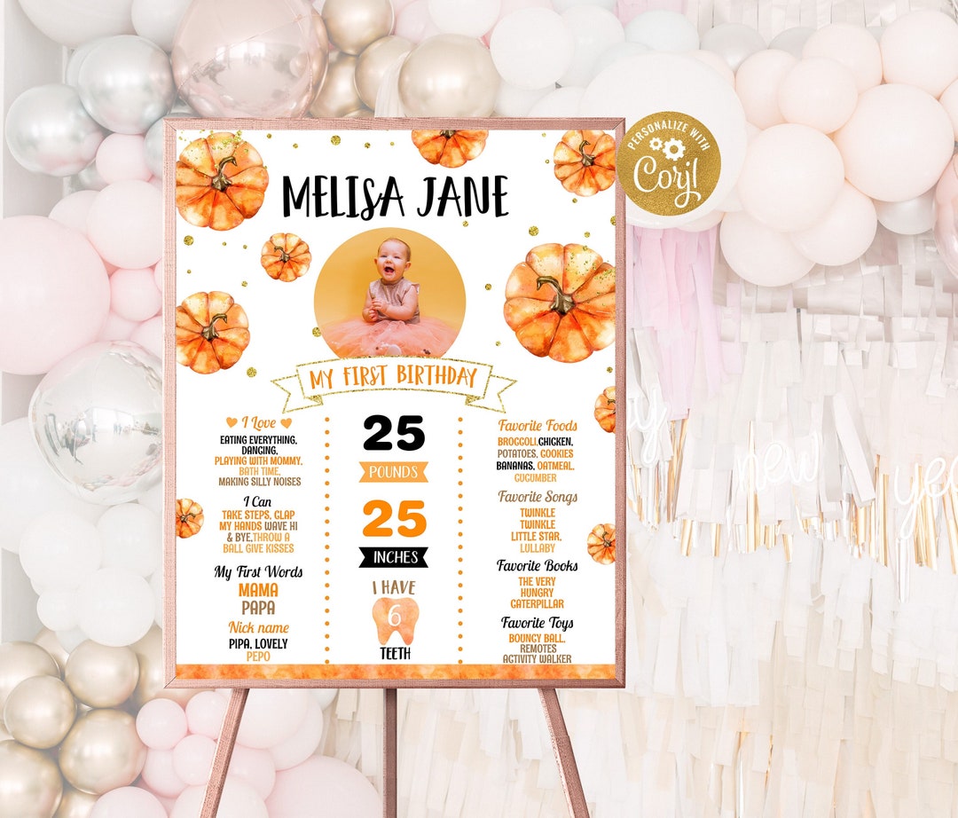 Pumpkin Milestone Birthday Poster EDITABLE, Little Pumpkin Milestone ...