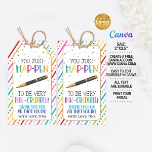 Teacher Appreciation Tags Editable, School Pen Gift Tag, Appreciation ...