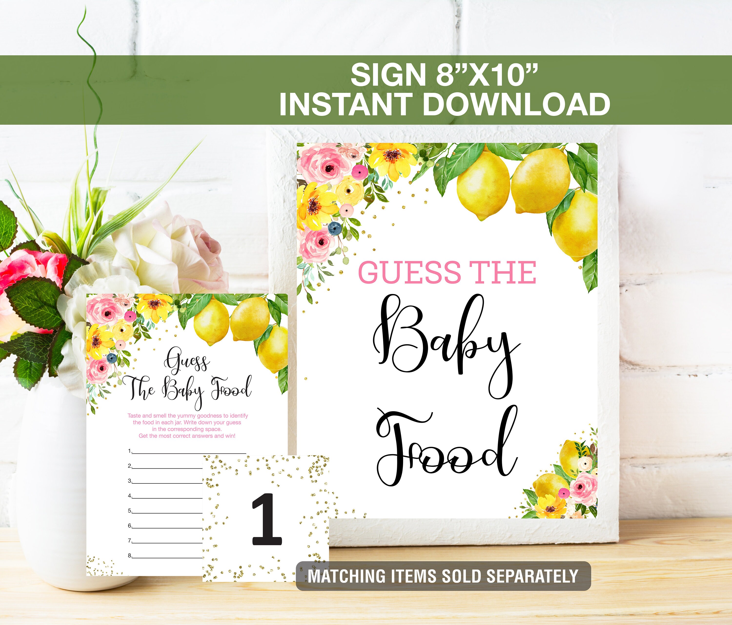 Candy Guessing Game Lemon Sign Lemon Baby Shower Sign and - Etsy