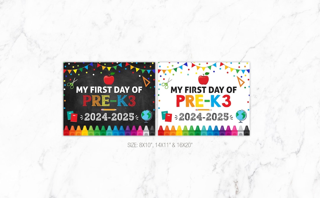 First Day of Pre-k3 Sign, Printable Pre-k3 School Sign First Day, Pre-k ...