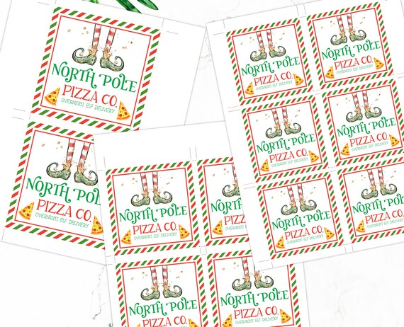 Pizza Box Label Christmas Pizza Tag Pizza Box Label Mini North Pole ...