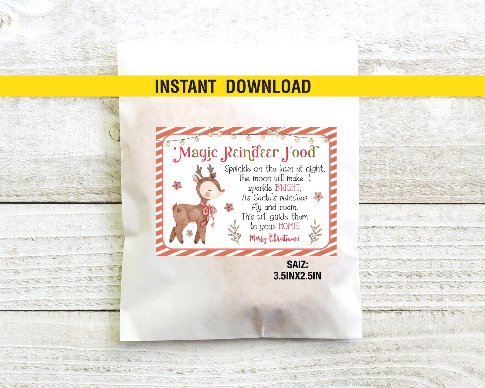 Magic Reindeer Food Label Tag Printable Christmas Gift Tag - Etsy