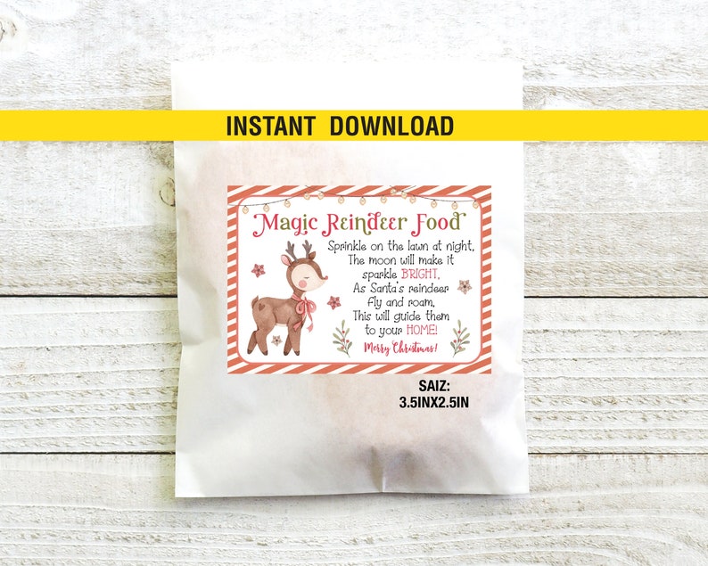 Magic Reindeer Food Label Tag Printable Christmas Gift Tag - Etsy