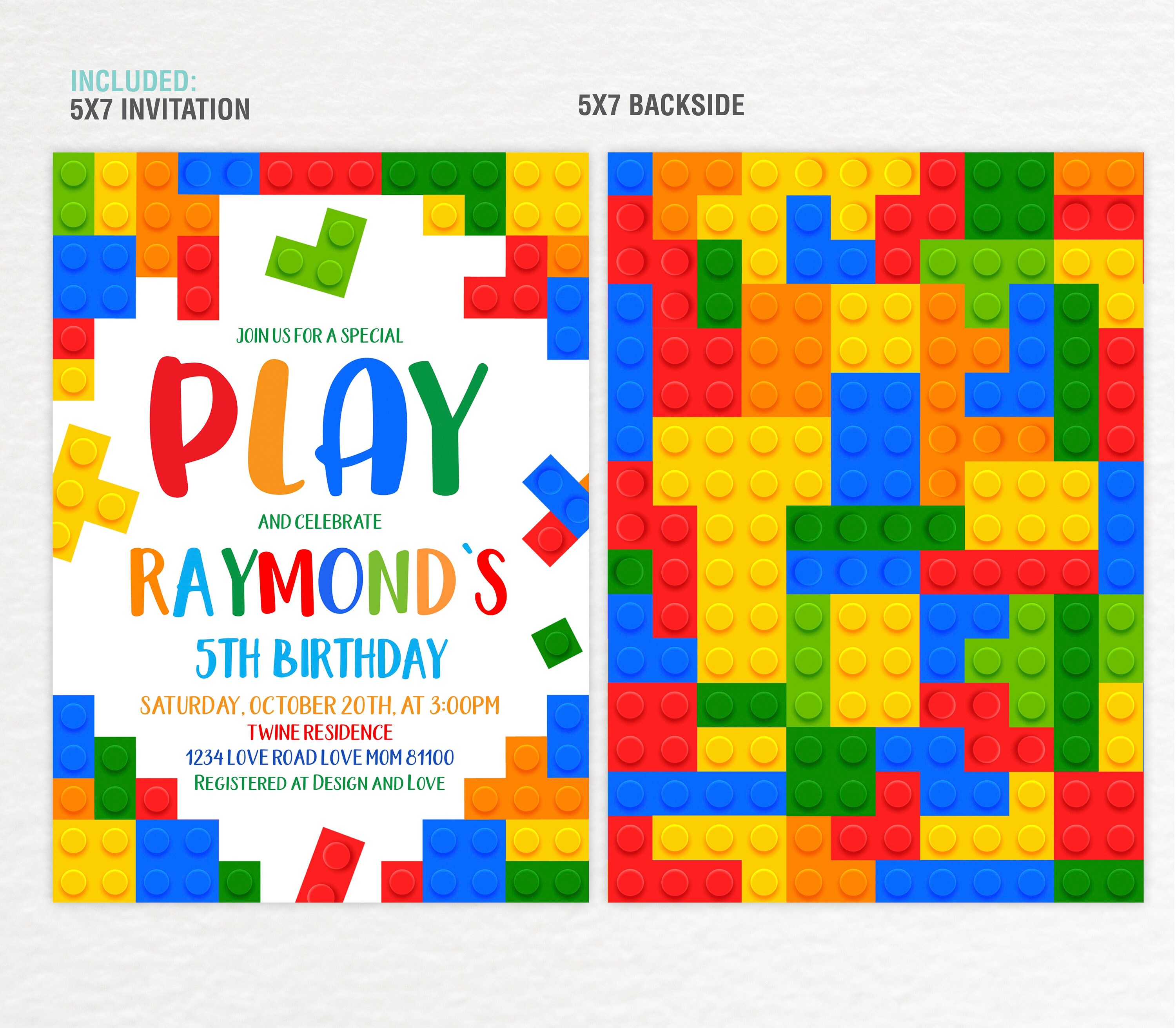 Building Blocks Birthday Invitation EDITABLE Brick Birthday - Etsy