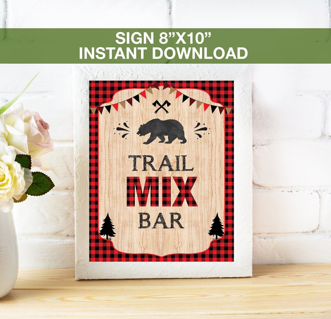 Trail Mix Bar Sign Lumberjack Trail Mix Bar Sign Baby Shower - Etsy UK