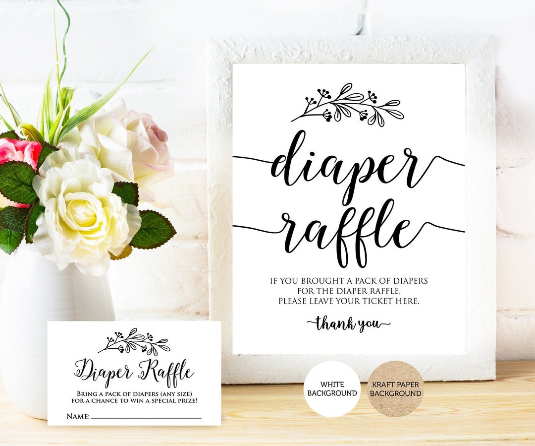 Diaper Raffle Set,rustic Diaper Sign,diaper Raffle Ticket,diaper Raffle ...