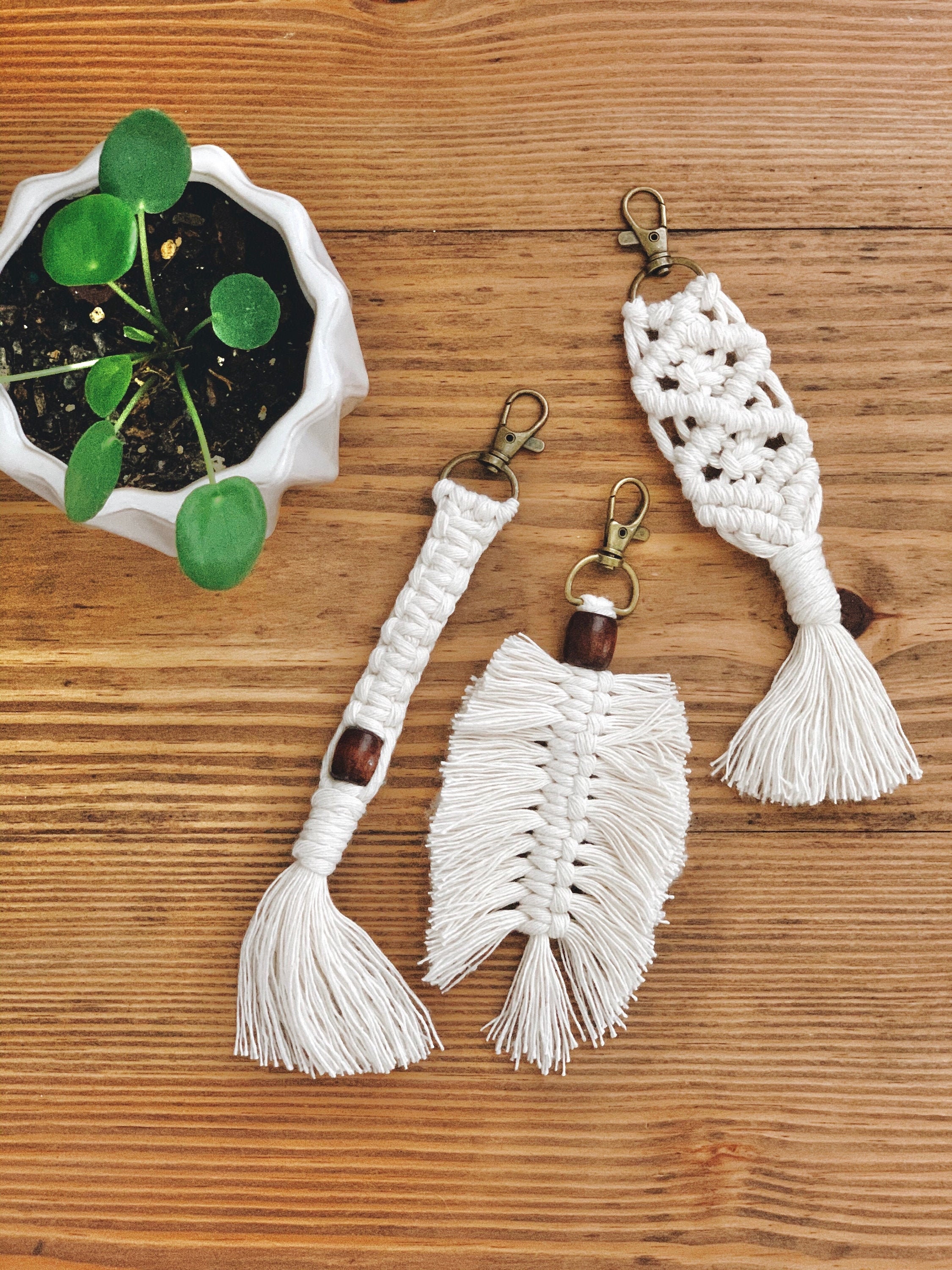 Macrame Keychains Boho Keychains Macrame Wedding Favors - Etsy