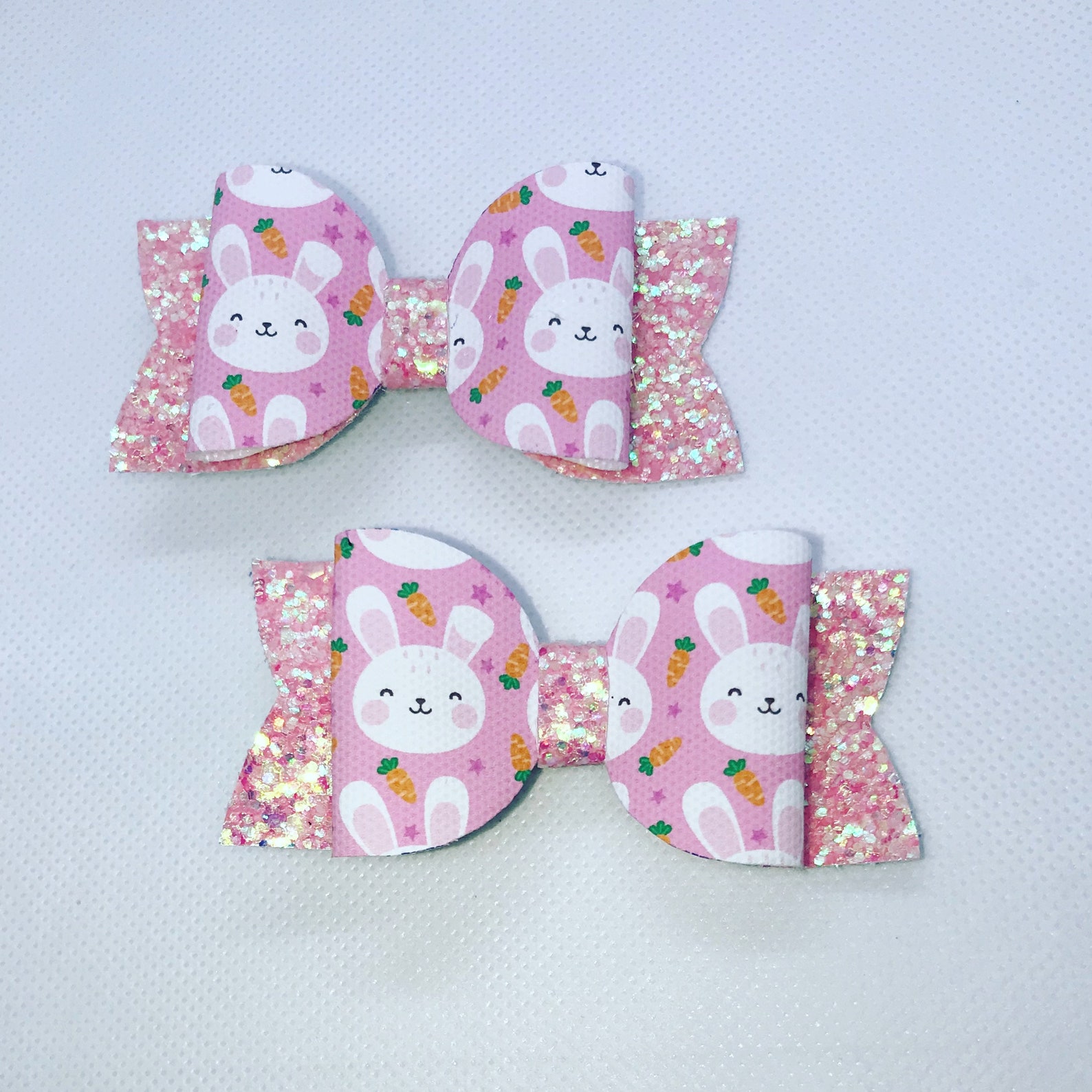 Pink Glitter Bunny Hair Bows on Clip Cute Easter Bunny Bows - Etsy