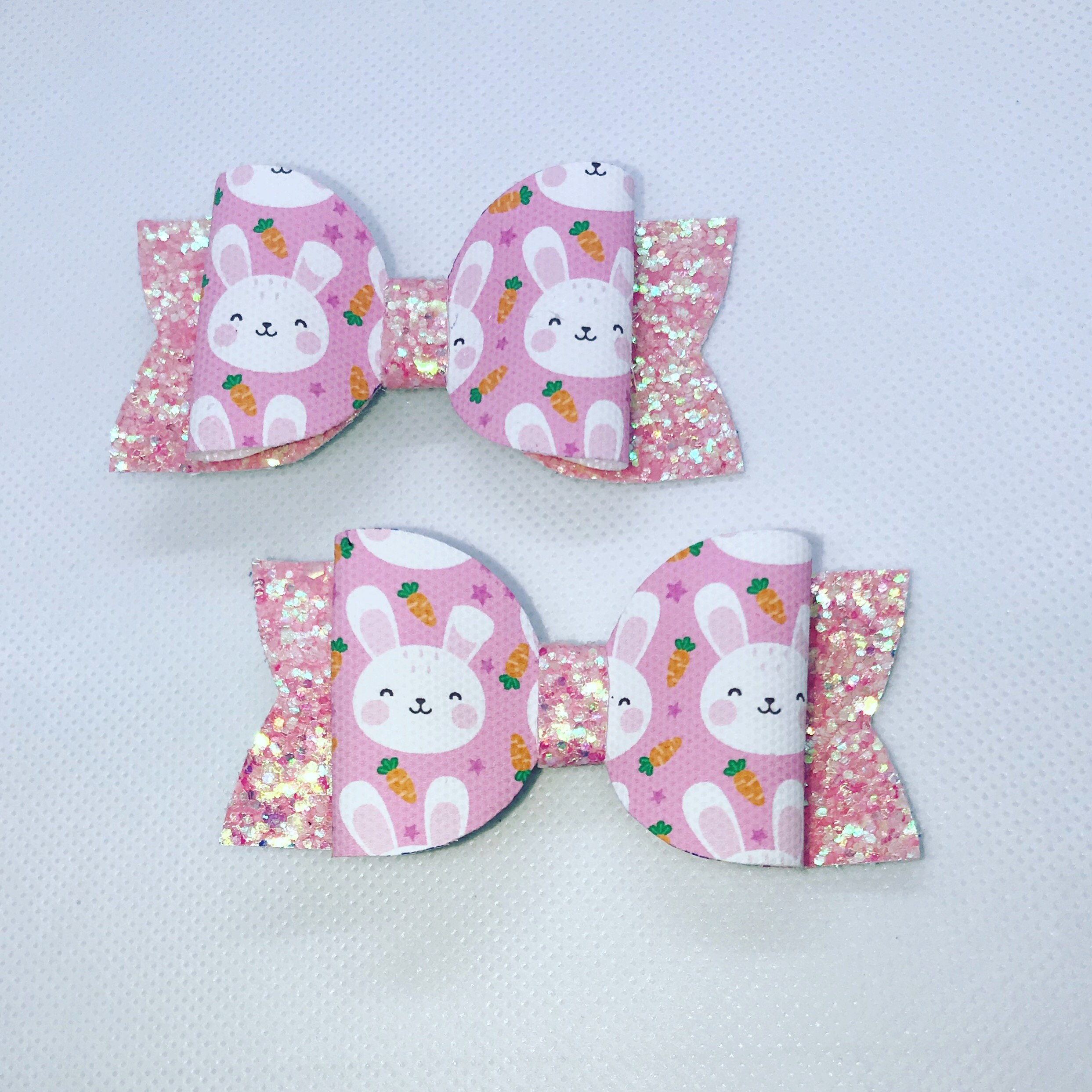 Pink Glitter Bunny Hair Bows on Clip Cute Easter Bunny Bows - Etsy