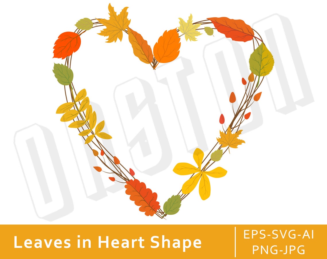 Heart Shaped Leaves Clip Art Heart Svg Heart Vector Leaf | Etsy