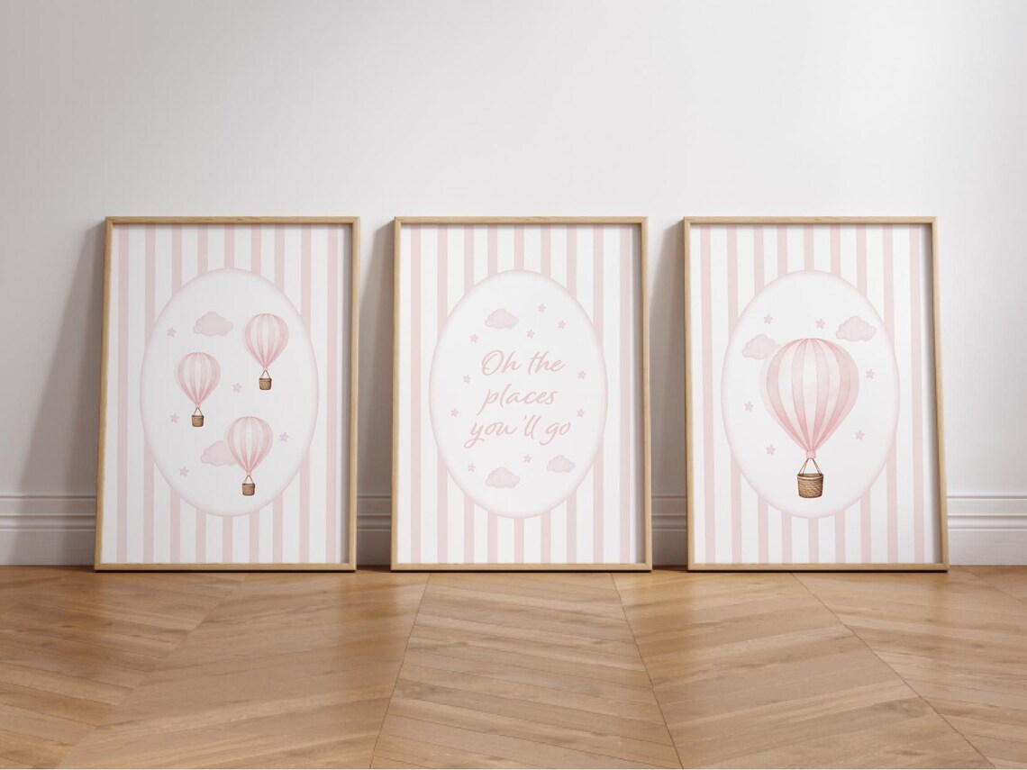 Set of 3 Boys Prints, Hot Air Balloon Prints, Hot Air Balloon Nursery ...