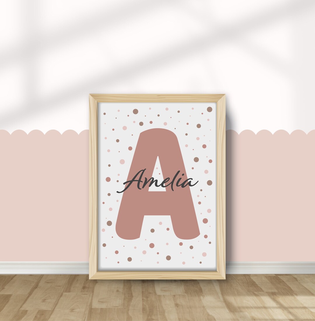 Polka Dot Initial and Name Print, Kids Initial Art, Nursery Print, Kids ...