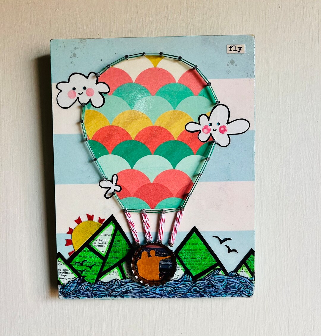 Hot Air Balloon Mixed Media Art - Etsy