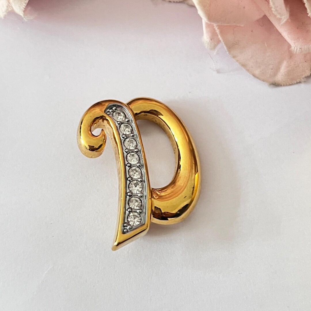 1980s Letter D Gold Plated Diamanté Sparkly Brooch - Etsy