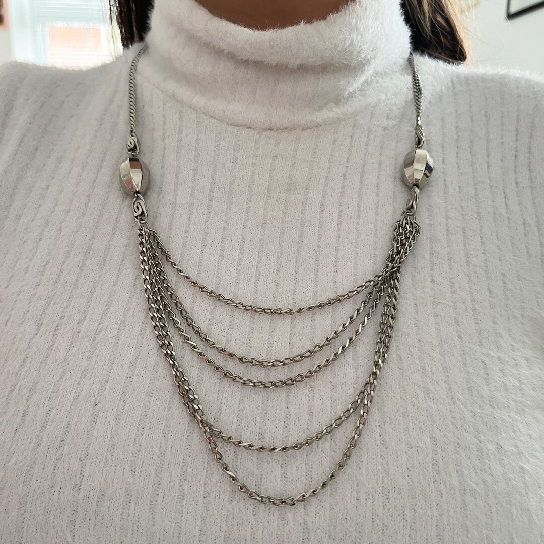 1960s Silver Plated Long Multistrand Chain 26 Inch Necklace - Etsy