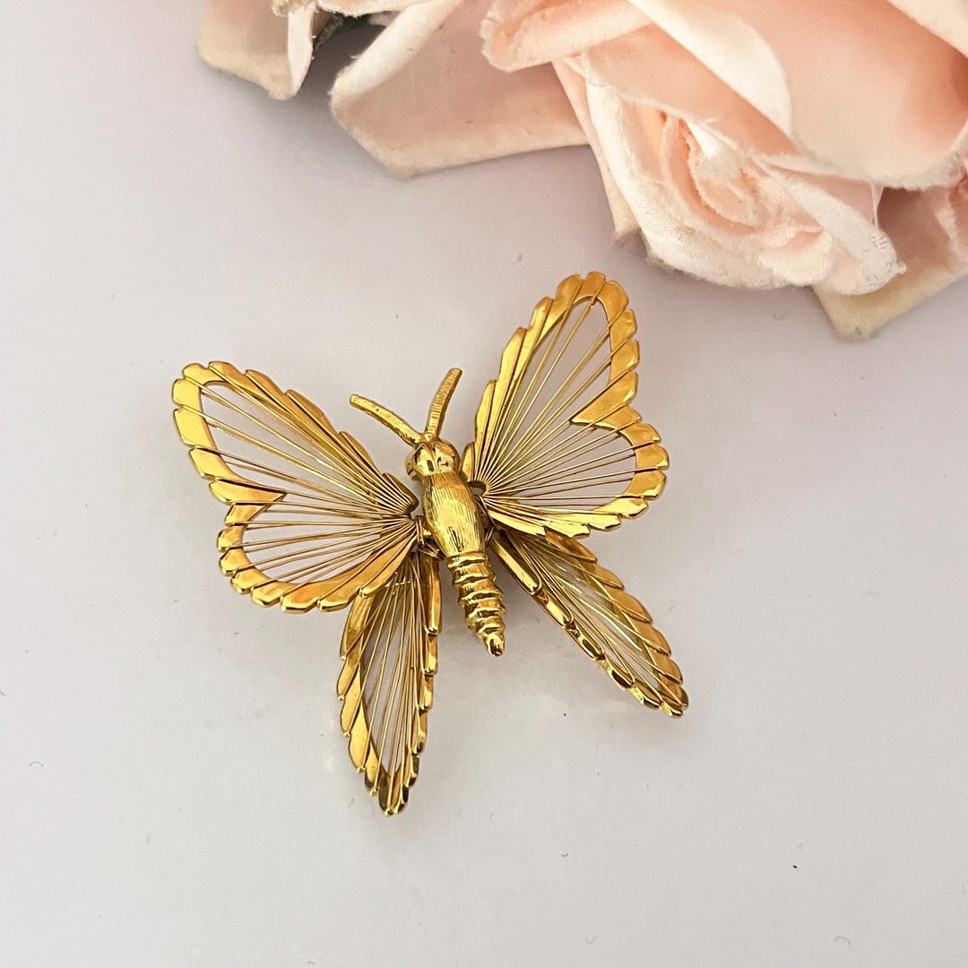 1980s Monet Butterfly Gold Plated Brooch - Etsy