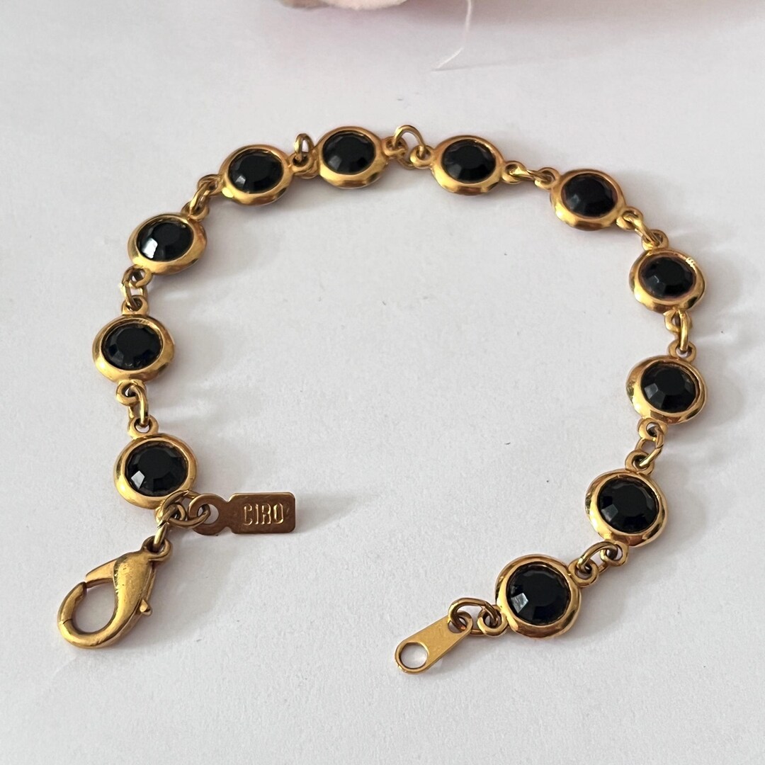 1950s Ciro Gold Plated Black Bracelet - Etsy