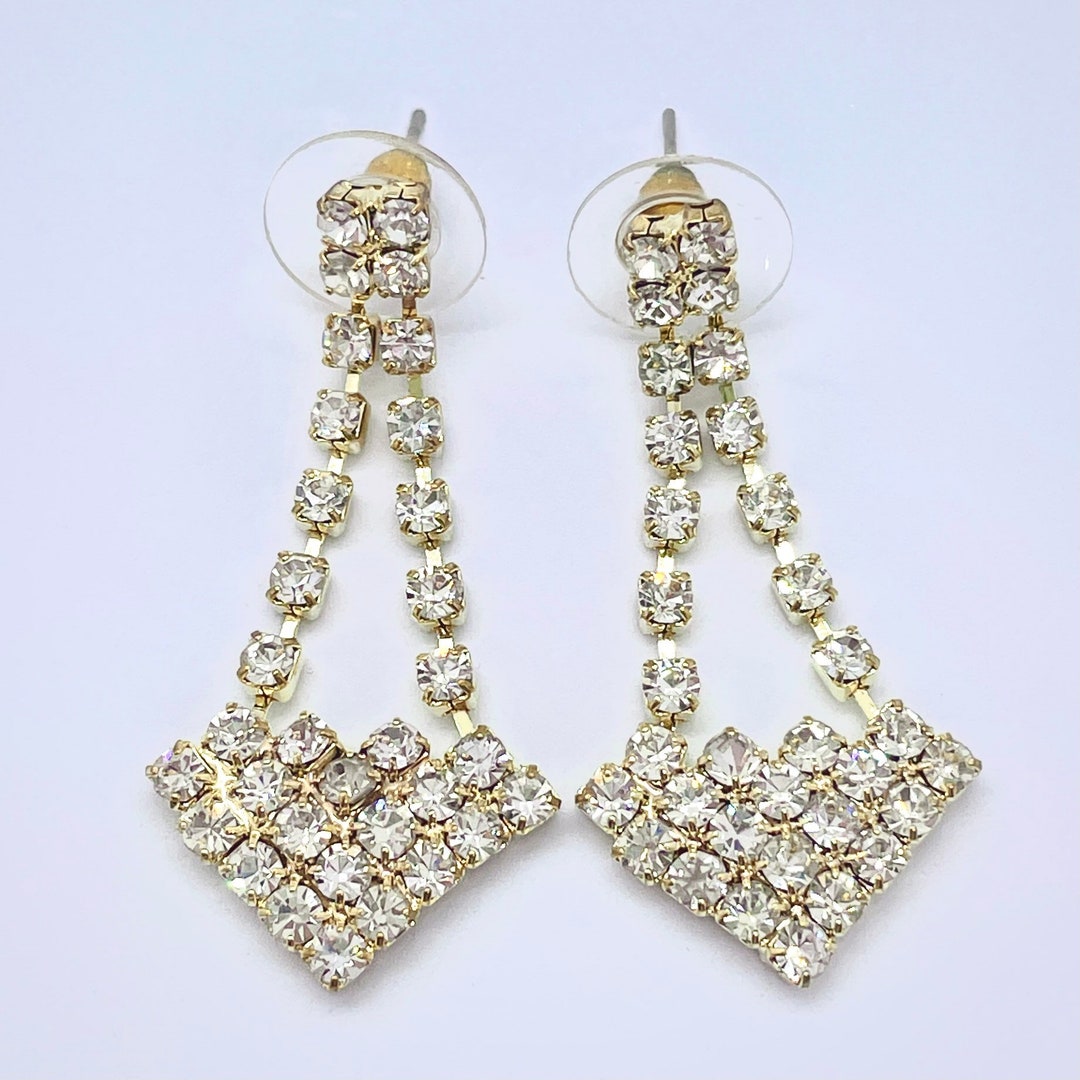 The Darling Glamorous Gold Sparkly Earrings by Vintage Amara - Etsy