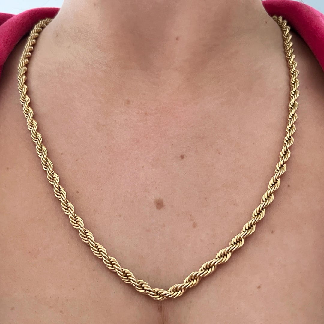 1980s 18k Gold Plated Rope Chain 24 Inch Necklace - Etsy
