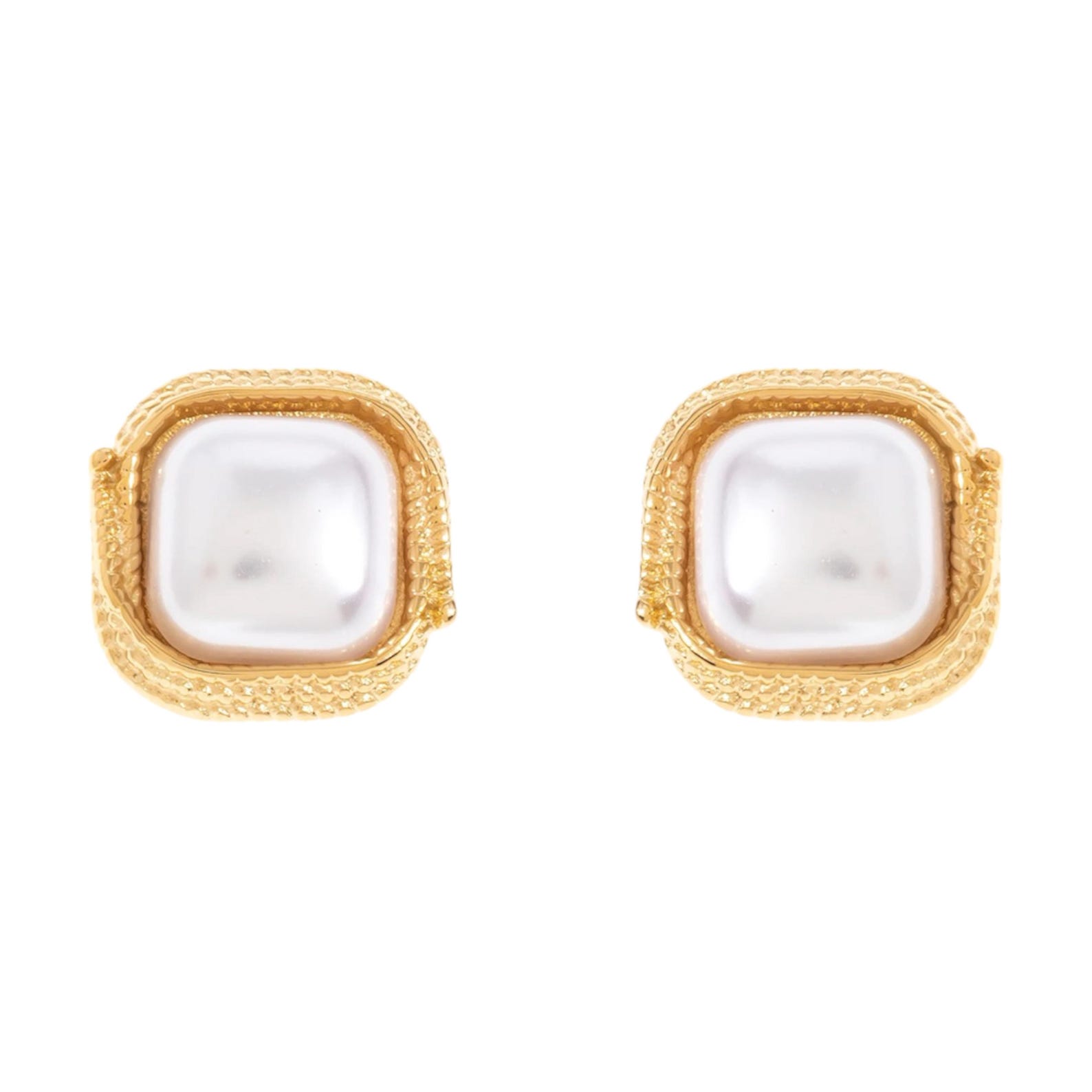 Vintage 14k Gold Plated Faux Pearl Square Statement Pierced Earrings - Etsy