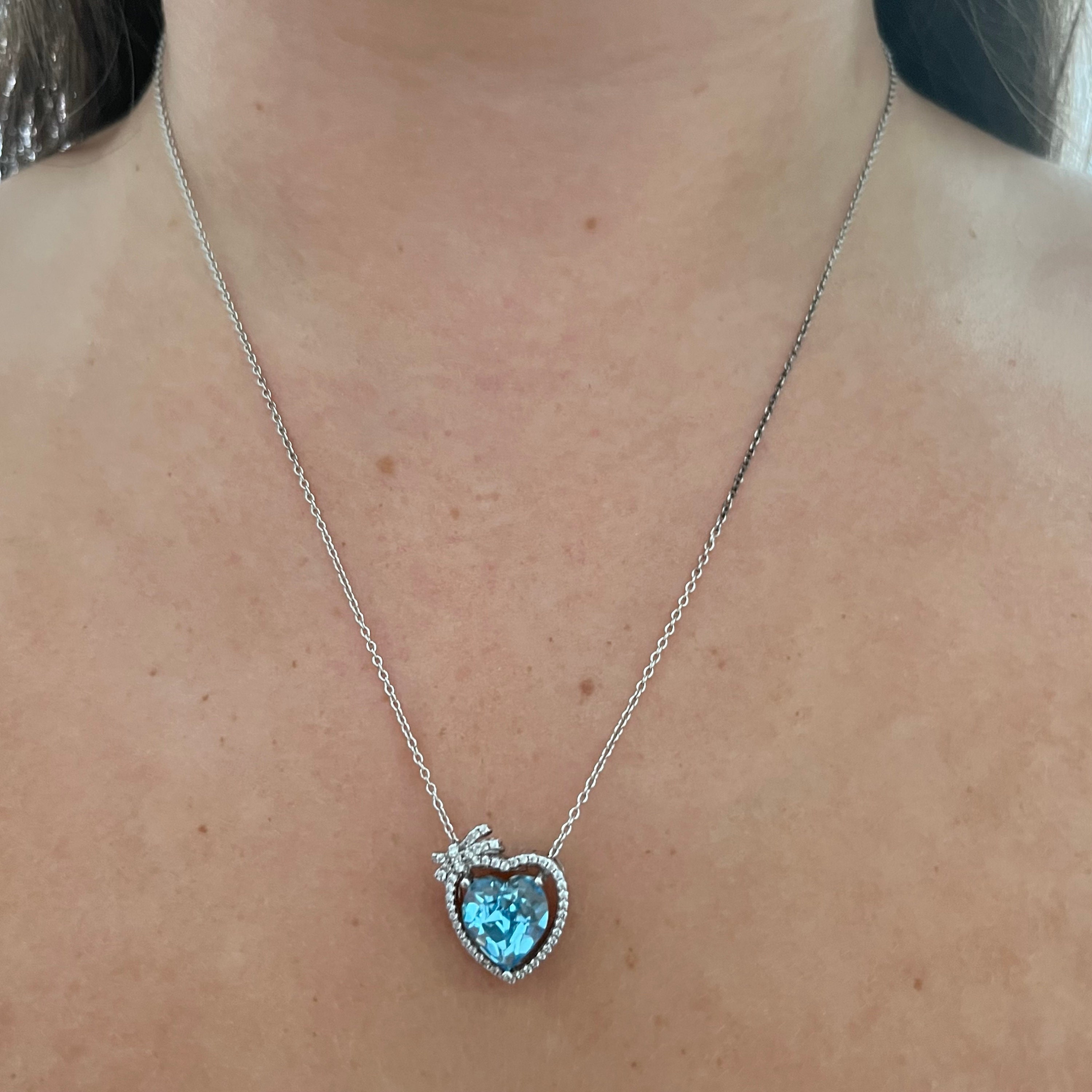 Sterling Silver Blue Cubic Zirconia Love Heart Pendant Sterling Silver Blue Cubic Zirconia Love Heart Pendant
