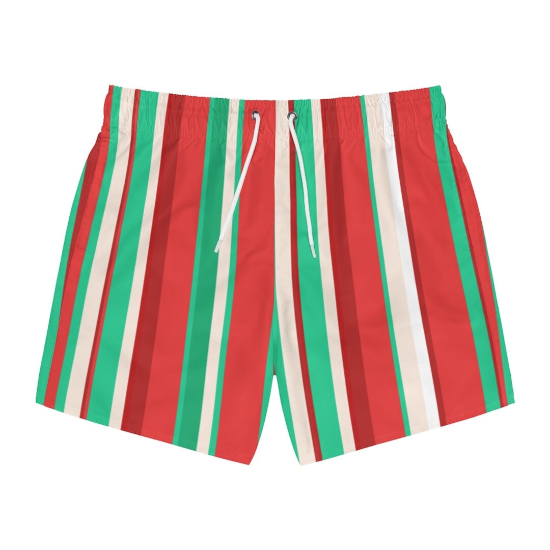 Christmas Striped Swim Trunks - Etsy