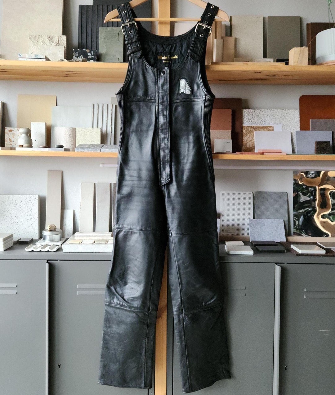 Vintage Echtleder Wilhelm Krawehl Latzhose | Größe 38 S | Biker-Overall ...