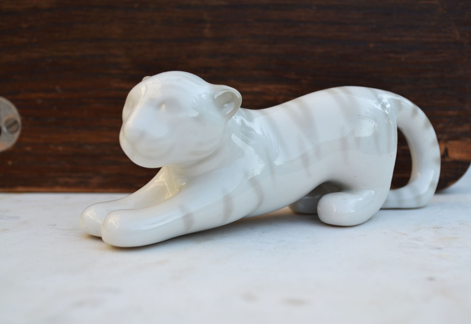 White Tiger Figurine Porcelain, Bookshelf Decor - Etsy